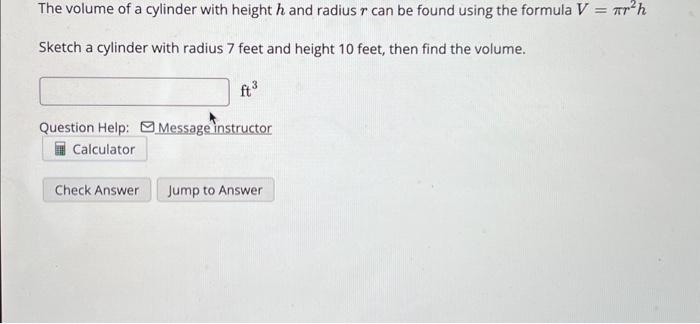 Solved The volume of a cylinder with height h and radius r | Chegg.com