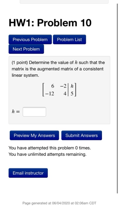 Solved HW1: Problem 10 Problem List Previous Problem Next | Chegg.com