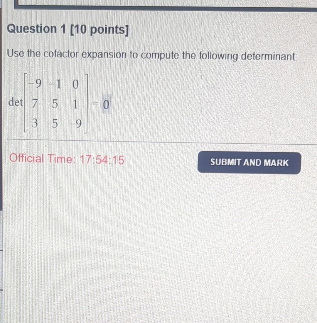 Solved Use the cofactor expansion to compute the following | Chegg.com