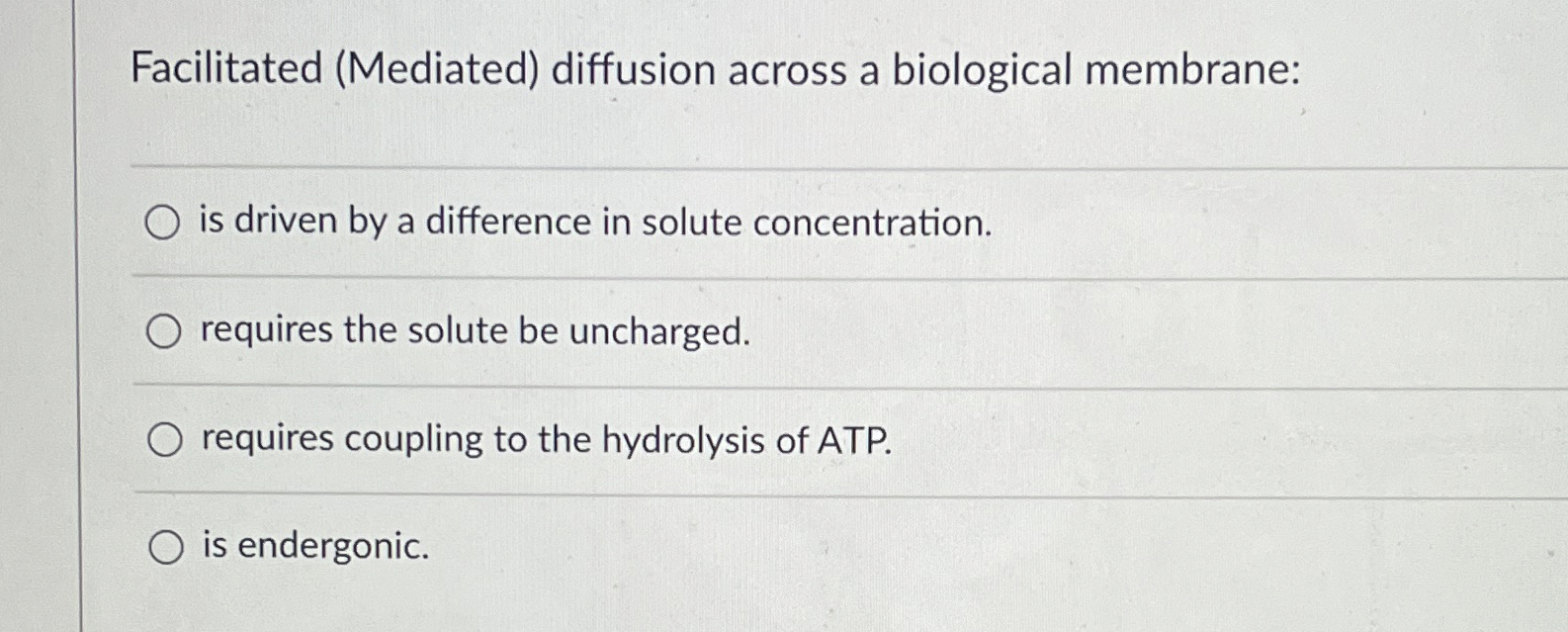 Solved Steps for Facilitated (Mediated) ﻿diffusion across a | Chegg.com