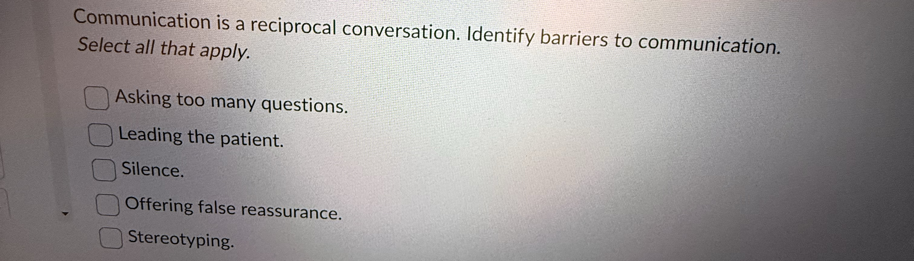 Solved Communication is a reciprocal conversation. Identify | Chegg.com