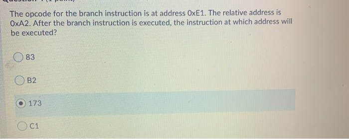 Solved The opcode for the branch instruction is at address | Chegg.com