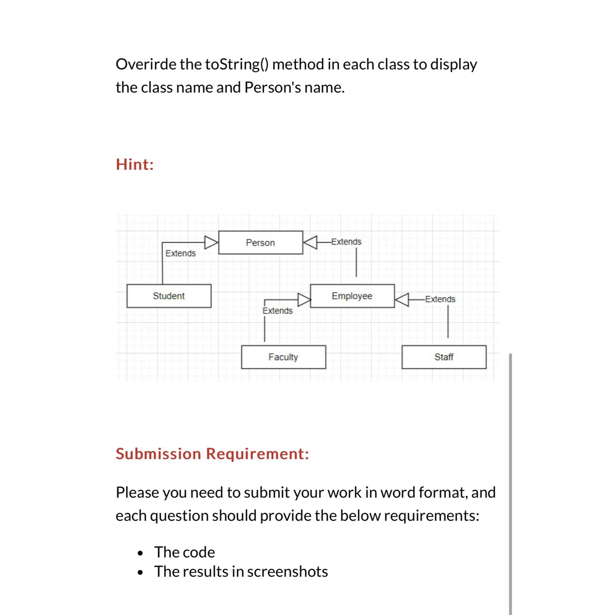 Solved DescriptionQuestion:(Person, ﻿Student, Employee, | Chegg.com