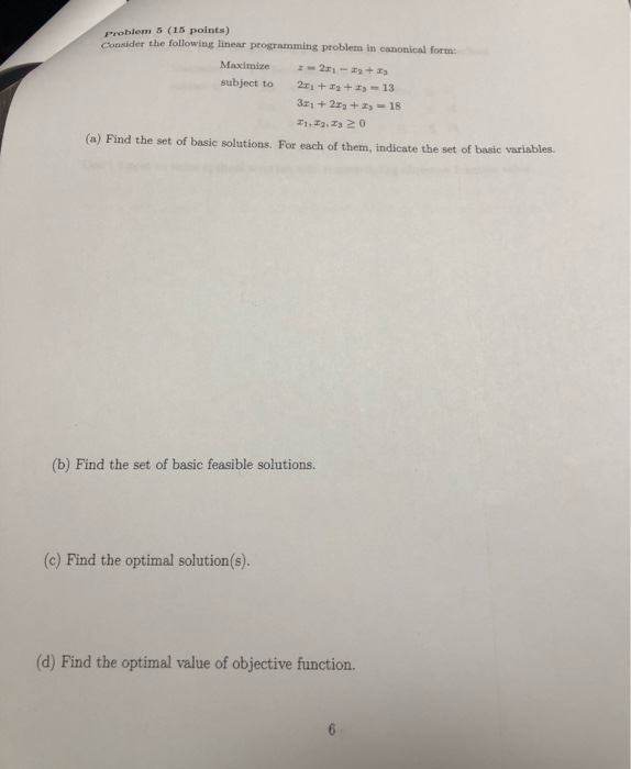 Solved Problem s (15 points) Consider the following linear | Chegg.com