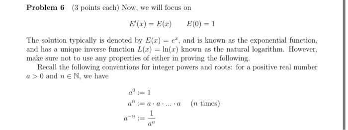 Solved Problem 6 3 Points Each Now We Will Focus On E