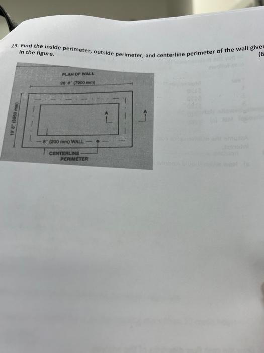 13. Find the inside perimeter, outside perimeter, and | Chegg.com