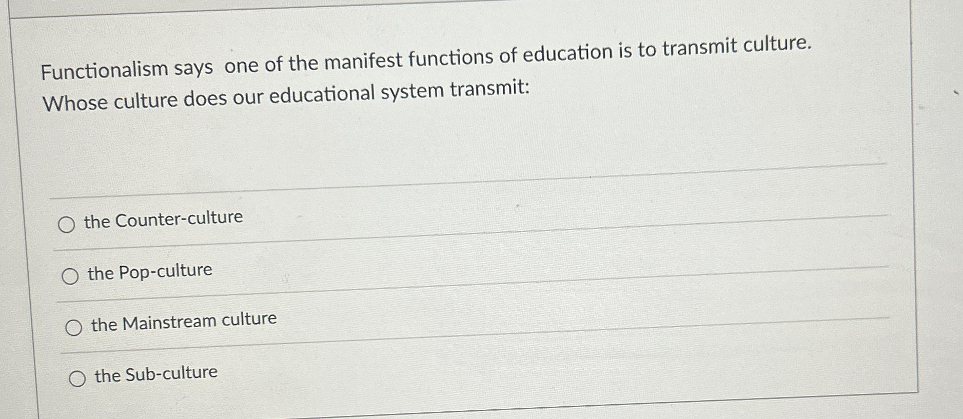 Solved Functionalism says one of the manifest functions of | Chegg.com