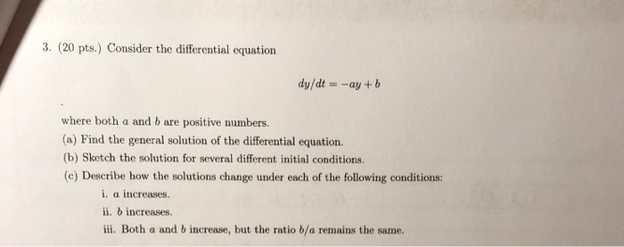 Solved 3. (20 pts.) Consider the differential equation | Chegg.com