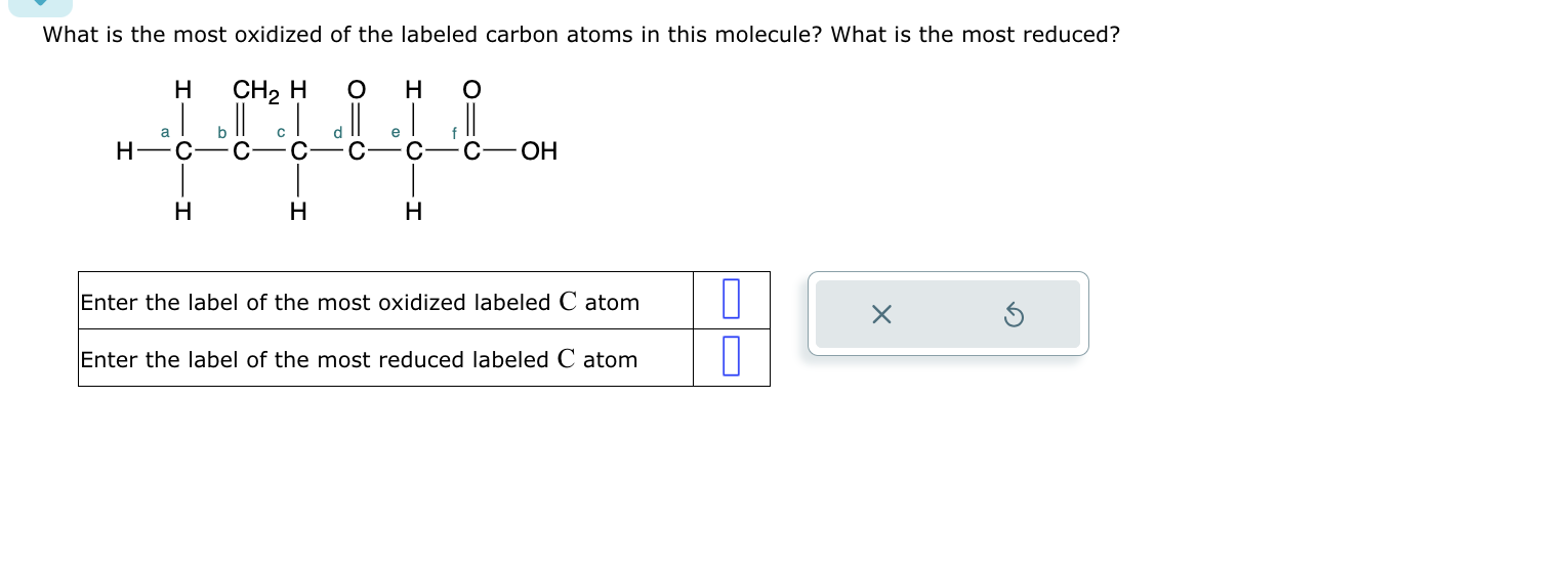 Solved What is the most oxidized of the labeled carbon atoms | Chegg.com