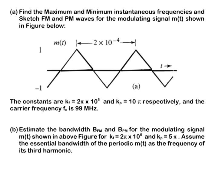 Solved (a) Find the Maximum and Minimum instantaneous | Chegg.com