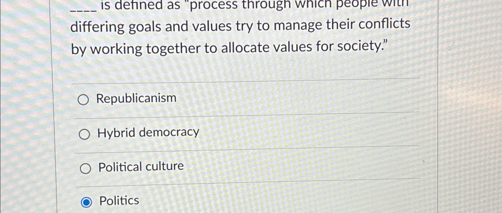 Solved differing goals and values try to manage their | Chegg.com