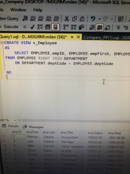 Solved SQL. i am suppose to create a new view with the | Chegg.com