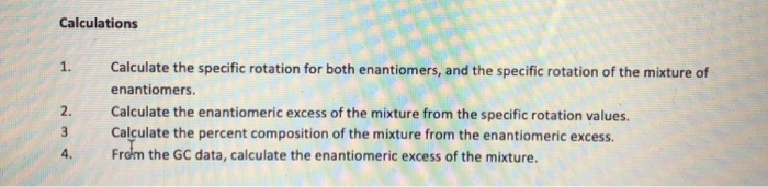 Solved Calculations Calculate the specific rotation for both | Chegg.com