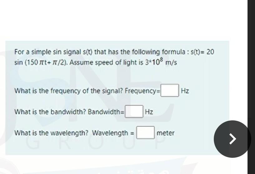 Solved For a simple sin signal s(t) that has the following | Chegg.com