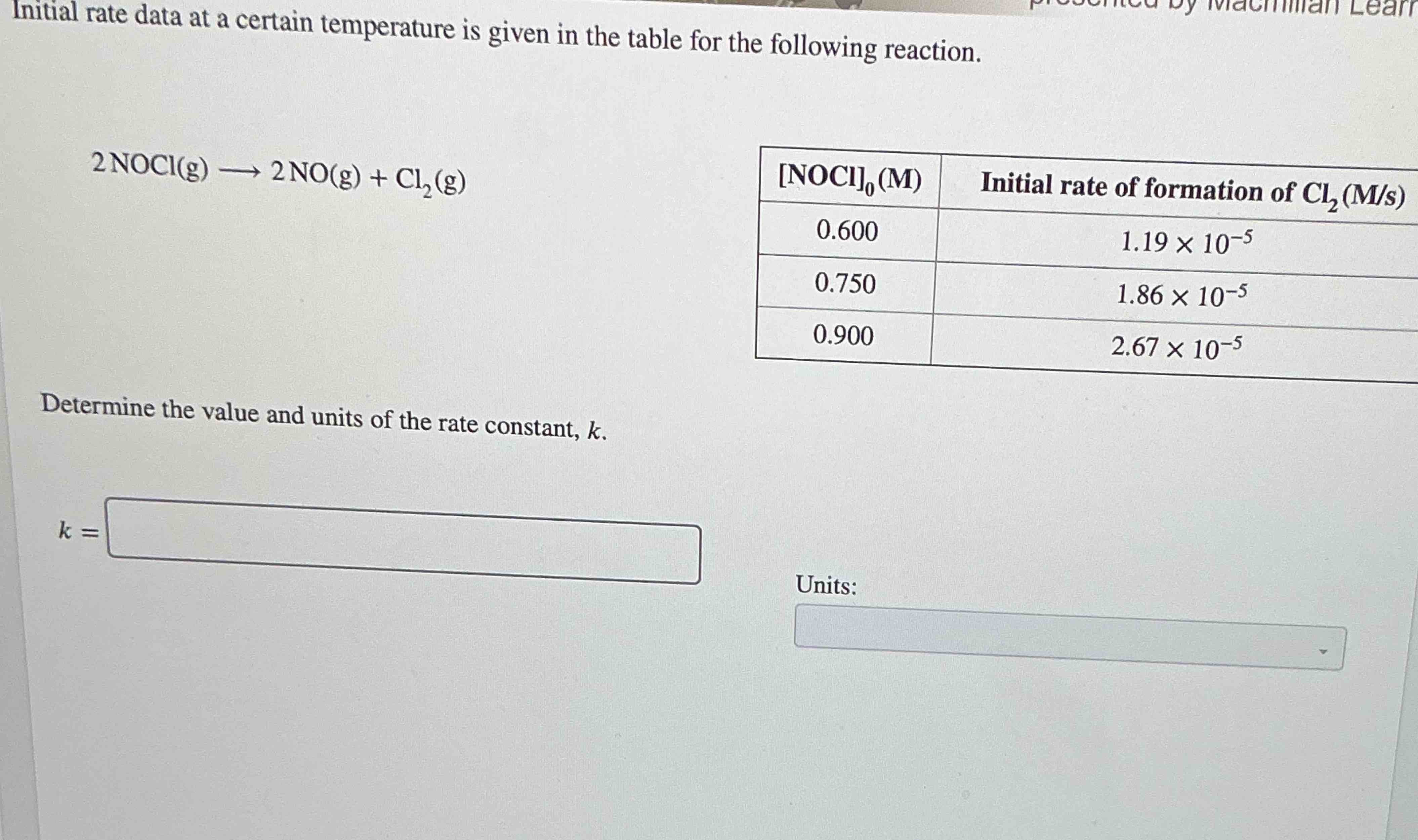 Initial rate data at ﻿a certain temperature is ﻿given | Chegg.com