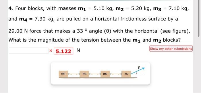 Solved 4. Four blocks, with masses m1=5.10 kg,m2=5.20 | Chegg.com