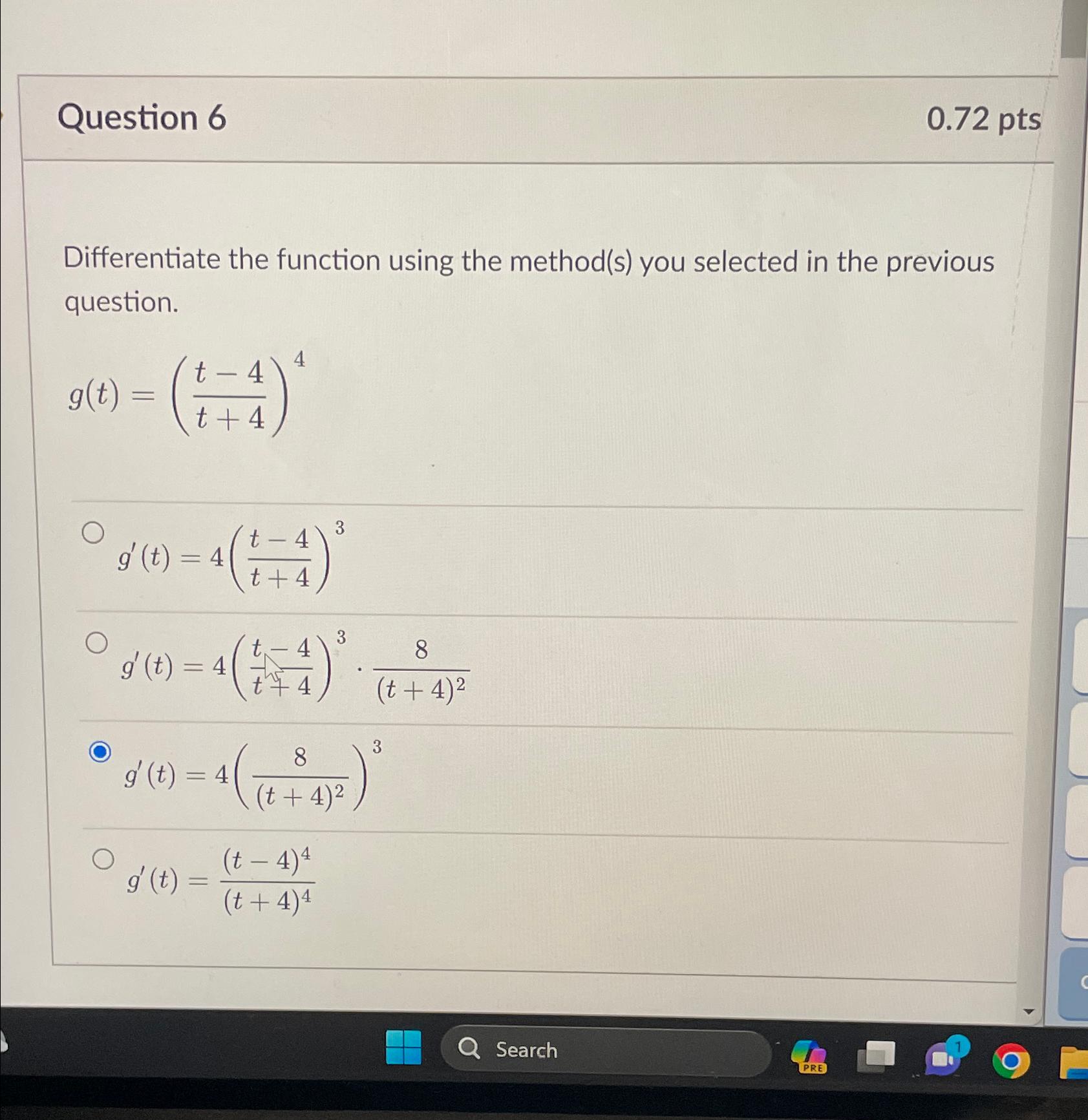 Solved Question 60.72 ﻿ptsDifferentiate the function using | Chegg.com