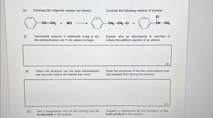 Solved [iii] Stel 'n meganisme voor vir die vorming van die | Chegg.com