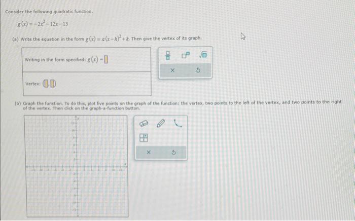 Solved Consider The Following Quadratic Function