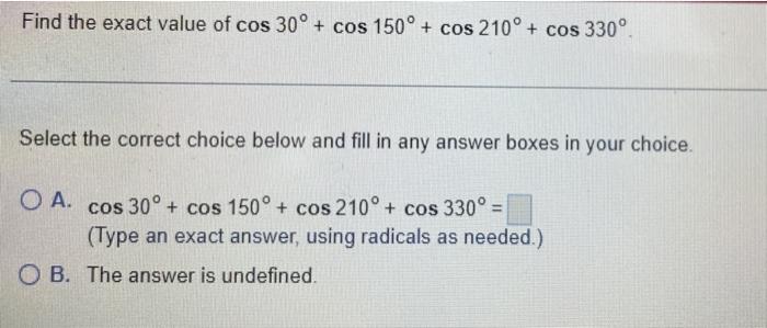 Solved Find the exact value of | Chegg.com
