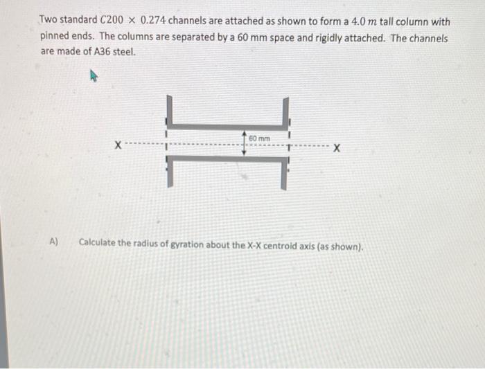 Solved Two standard C200×0.274 channels are attached as | Chegg.com