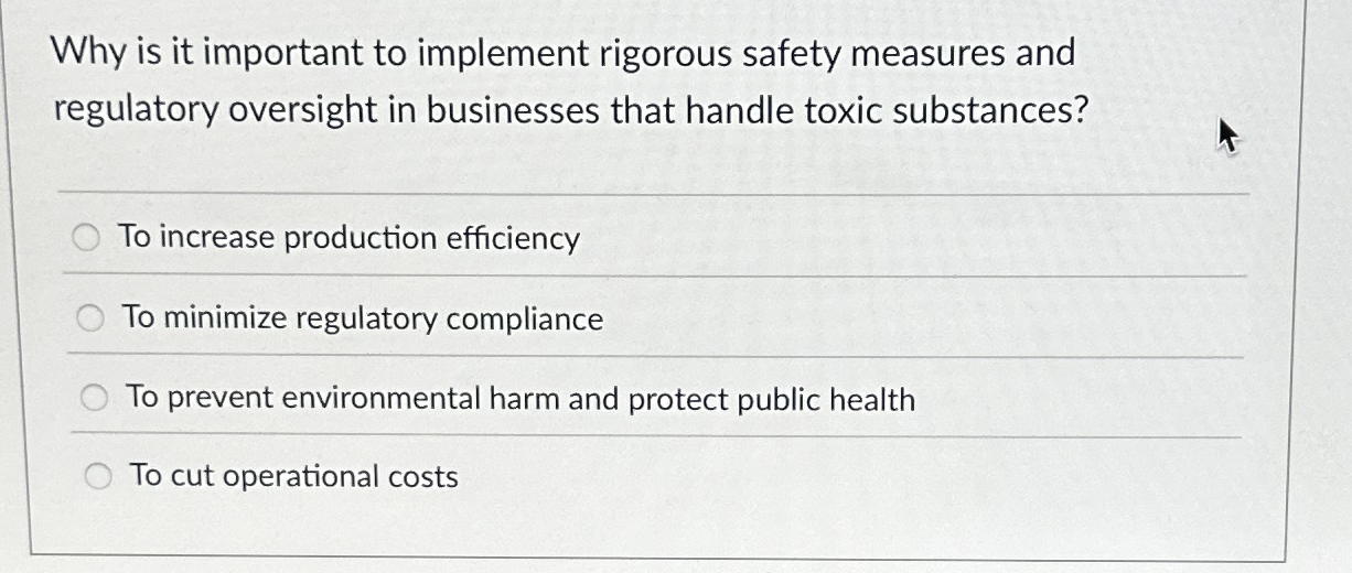 Solved Why is it important to implement rigorous safety | Chegg.com