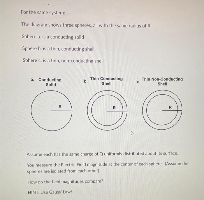 Solved For the same system: The diagram shows three spheres, | Chegg.com