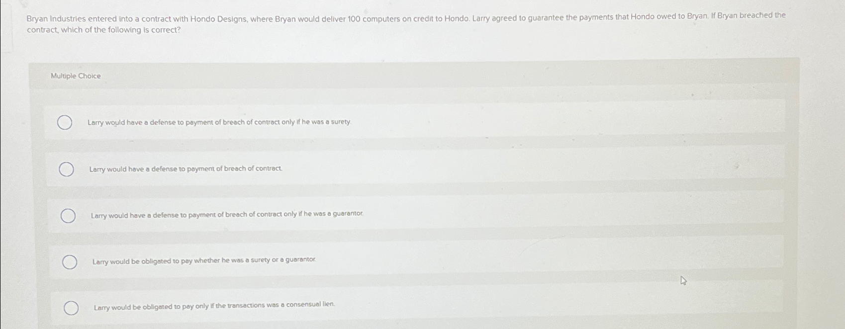 Solved contract, which of the following is correct?Muluple | Chegg.com