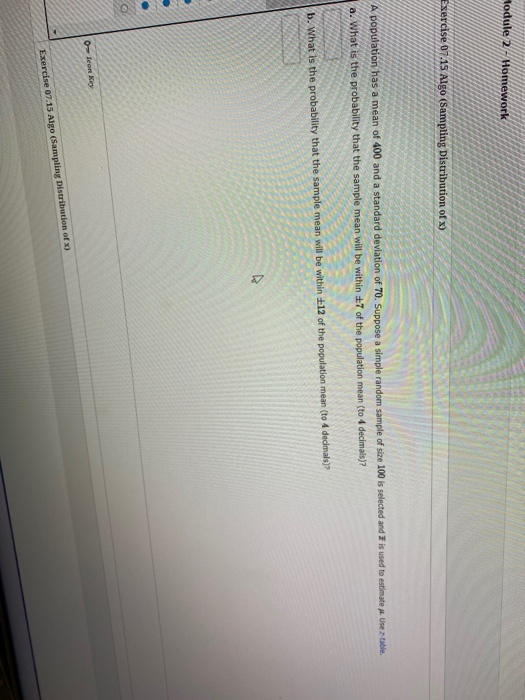 Solved Module 2 Homework Exercise 07.45 Algo (Sampling | Chegg.com