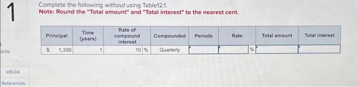 Solved Complete the following without using Table12.1. Note: | Chegg.com