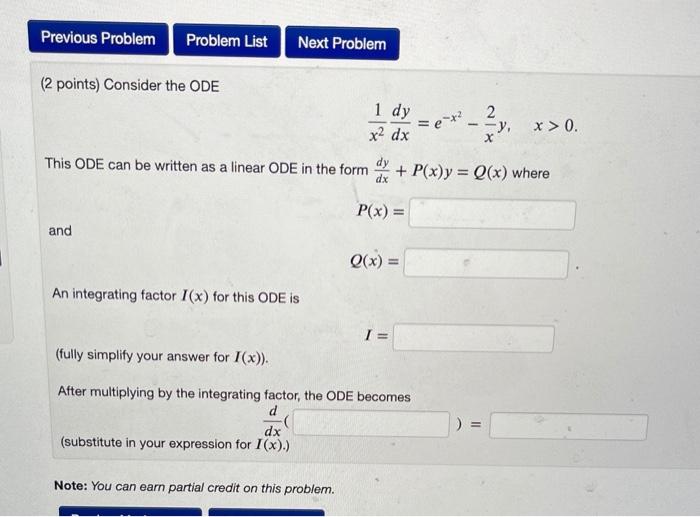 Solved Previous Problem Problem List Next Problem (2 points) | Chegg.com