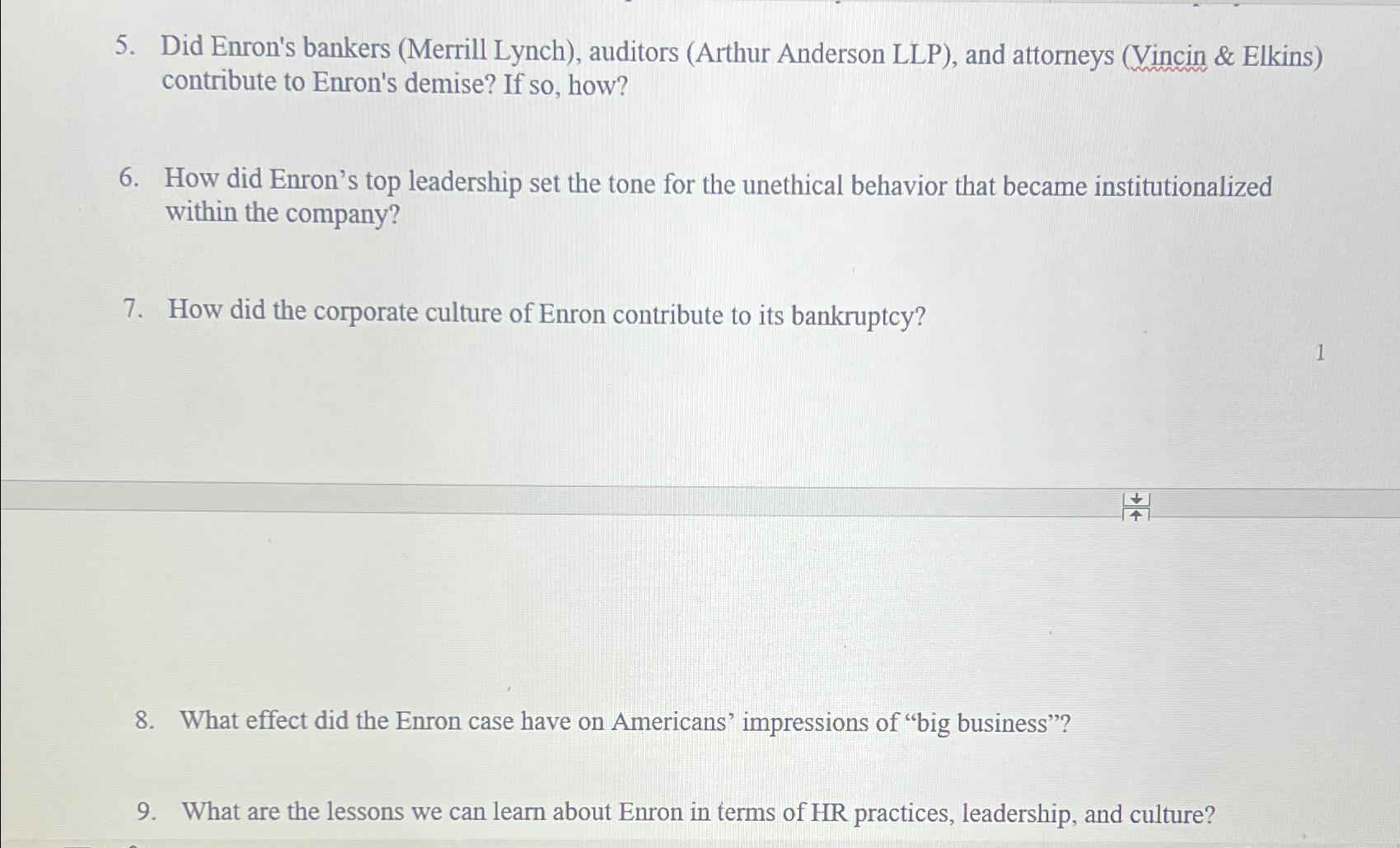Solved Did Enron's bankers (Merrill Lynch), ﻿auditors | Chegg.com