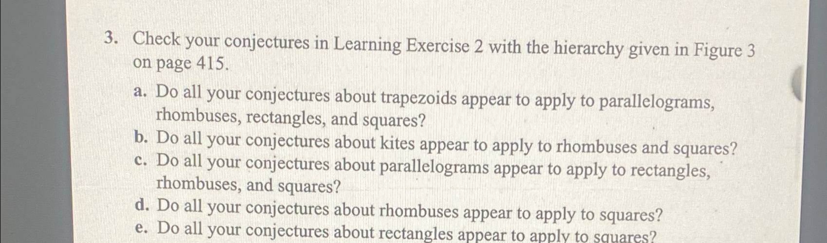 Solved Check your conjectures in Learning Exercise 2 ﻿with | Chegg.com