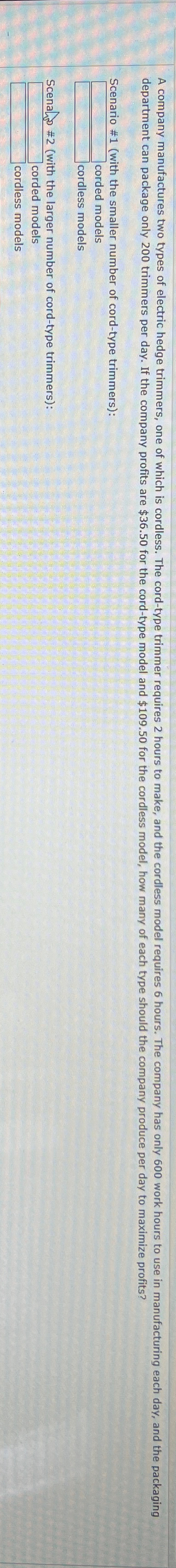 Solved Scenario #1 (with the smaller number of cord-type | Chegg.com