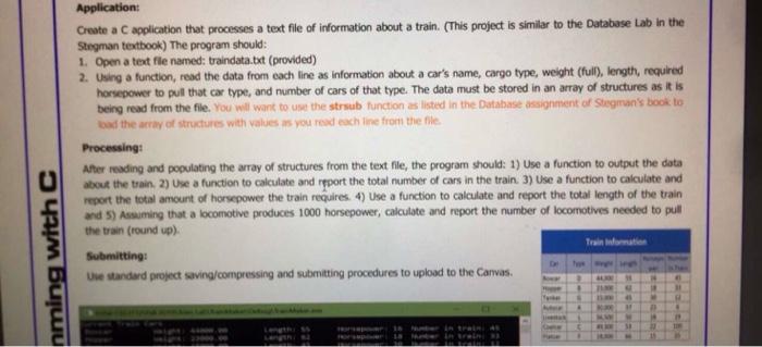 Solved Application: Create a C application that processes a | Chegg.com