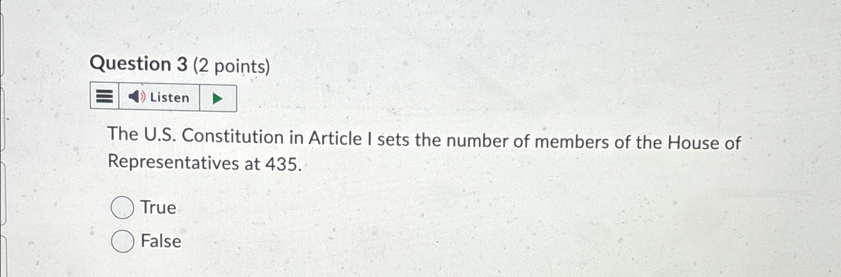 Solved Question 3 (2 ﻿points)The U.S. ﻿Constitution in | Chegg.com