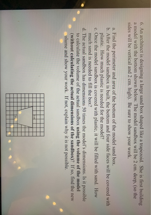 Solved 6. An architect is designing a large sand box shaped | Chegg.com
