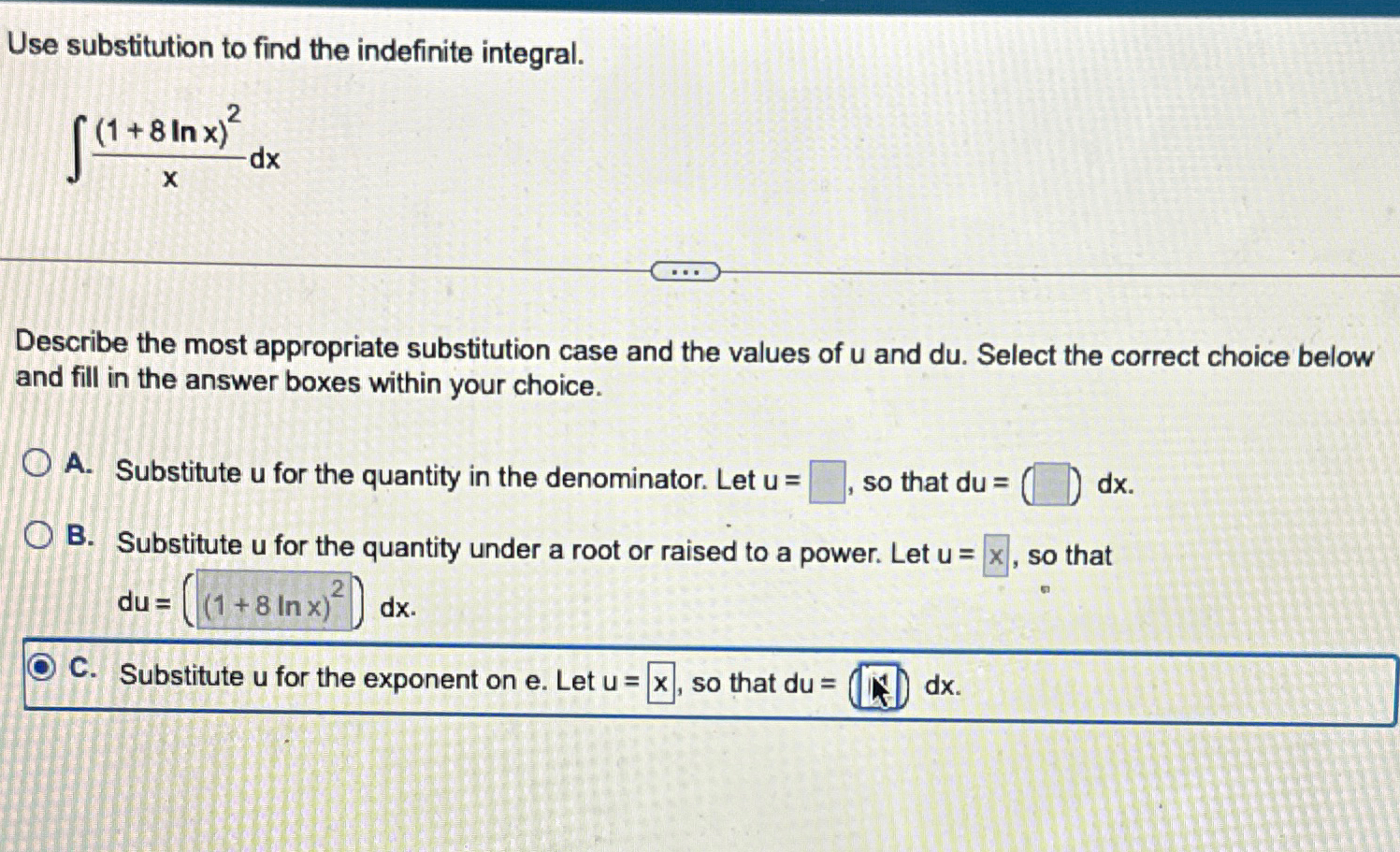 Solved Use substitution to find the indefinite | Chegg.com
