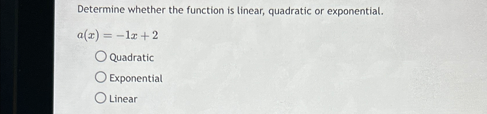 Solved Determine whether the function is linear, quadratic | Chegg.com