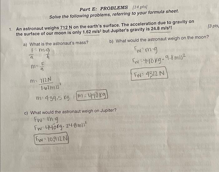 Solved Part E: PROBLEMS [14 pts/ Solve the following | Chegg.com