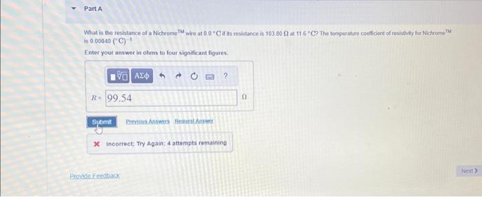Solved What is the resbatance of a Nichrome TM wire at 0.0∘C | Chegg.com