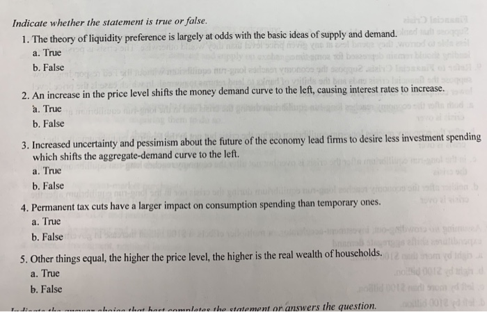 Solved Indicate whether the statement is true or false. 1. | Chegg.com