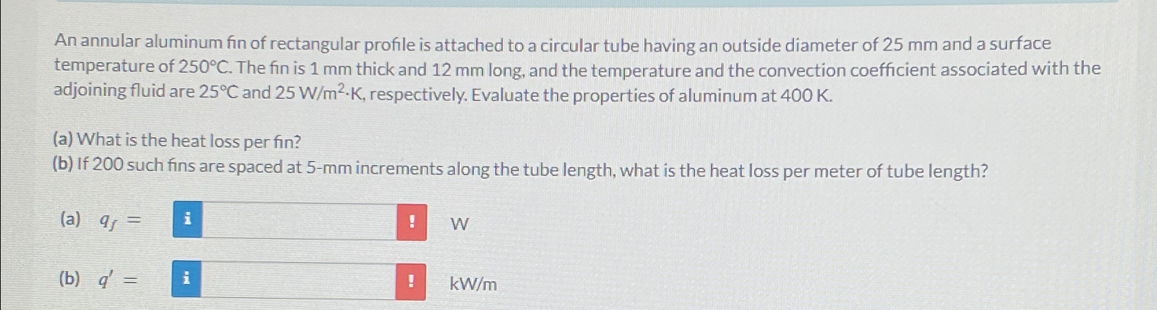 Solved An annular aluminum fin of rectangular profile is | Chegg.com