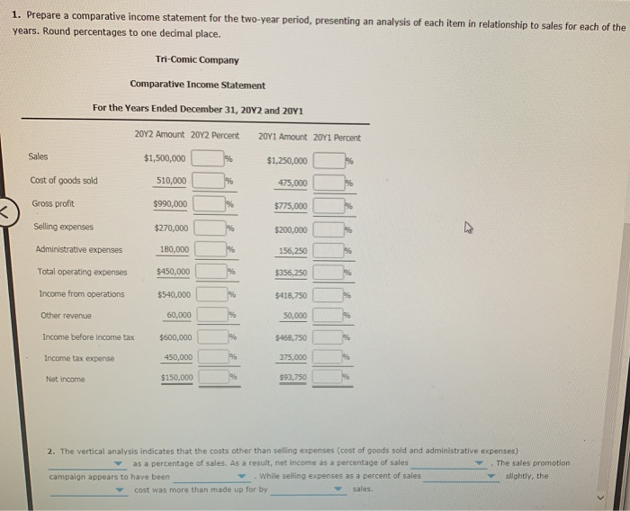 Solved Vertical Analysis of Income Statement For 20Y2, | Chegg.com