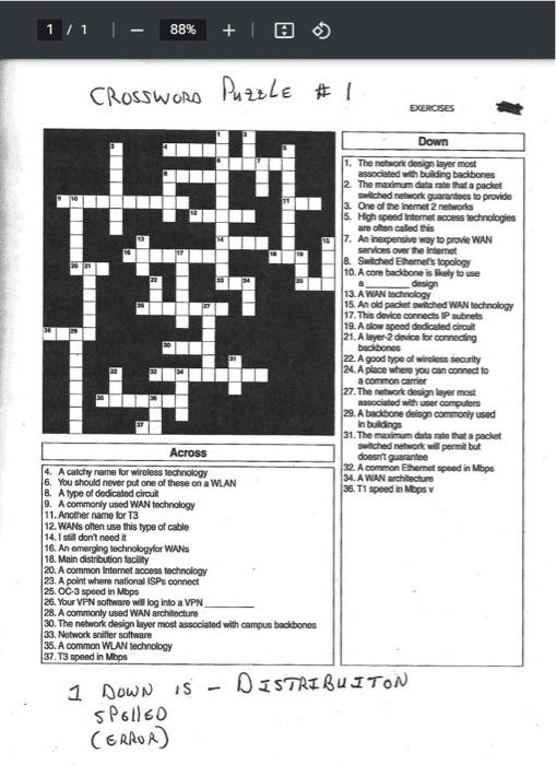 Solved Crossworo Puzzle \# I Down 1. The notwork design | Chegg.com Solved Crossworo Puzzle \# I Down 1. The notwork design | Chegg.com