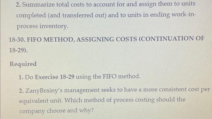 Solved 18-29. WEIGHTED-AVERAGE METHOD, ASSIGNING COSTS. | Chegg.com
