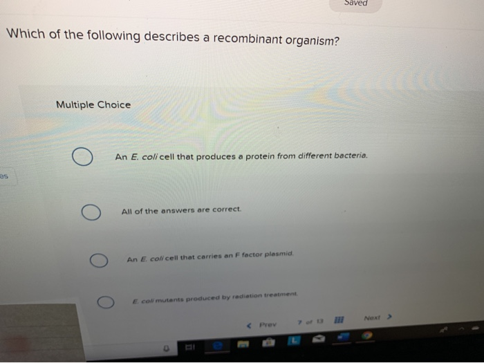 Solved Saved Which of the following describes a recombinant | Chegg.com
