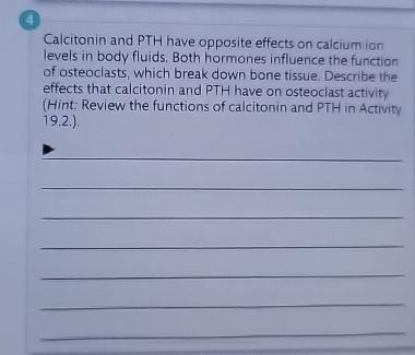 Solved (4)Calcitonin and PTH have opposite effects on | Chegg.com