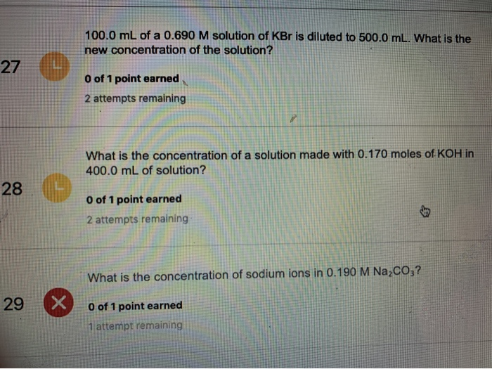 Solved 100.0 mL of a 0.690 M solution of KBr is diluted to | Chegg.com