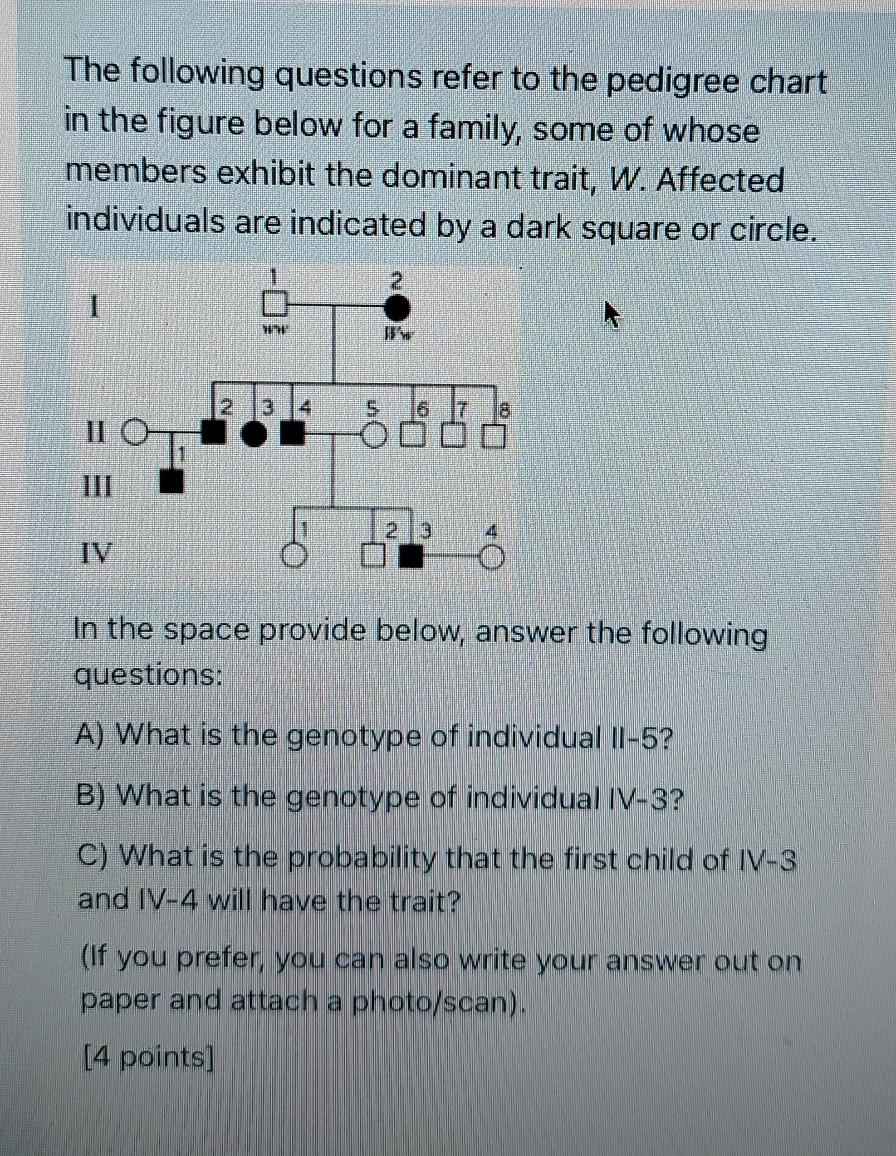 Solved The following questions refer to the pedigree chart | Chegg.com